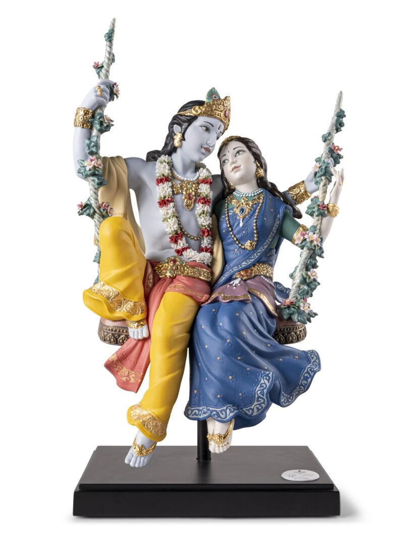 Radha Krishna on a Swing Sculpture. Limited Edition | Lladró Official JAPAN