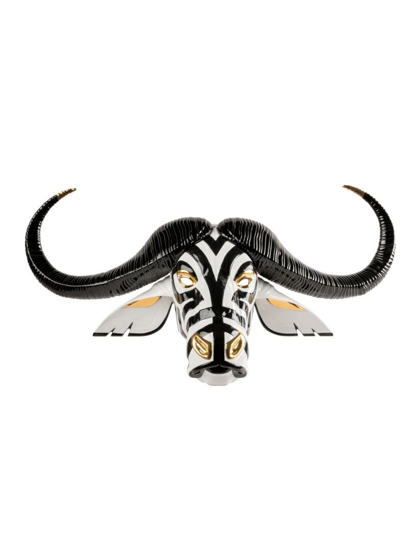 Buffalo mask (black-gold) Sculpture - Lladro-USA
