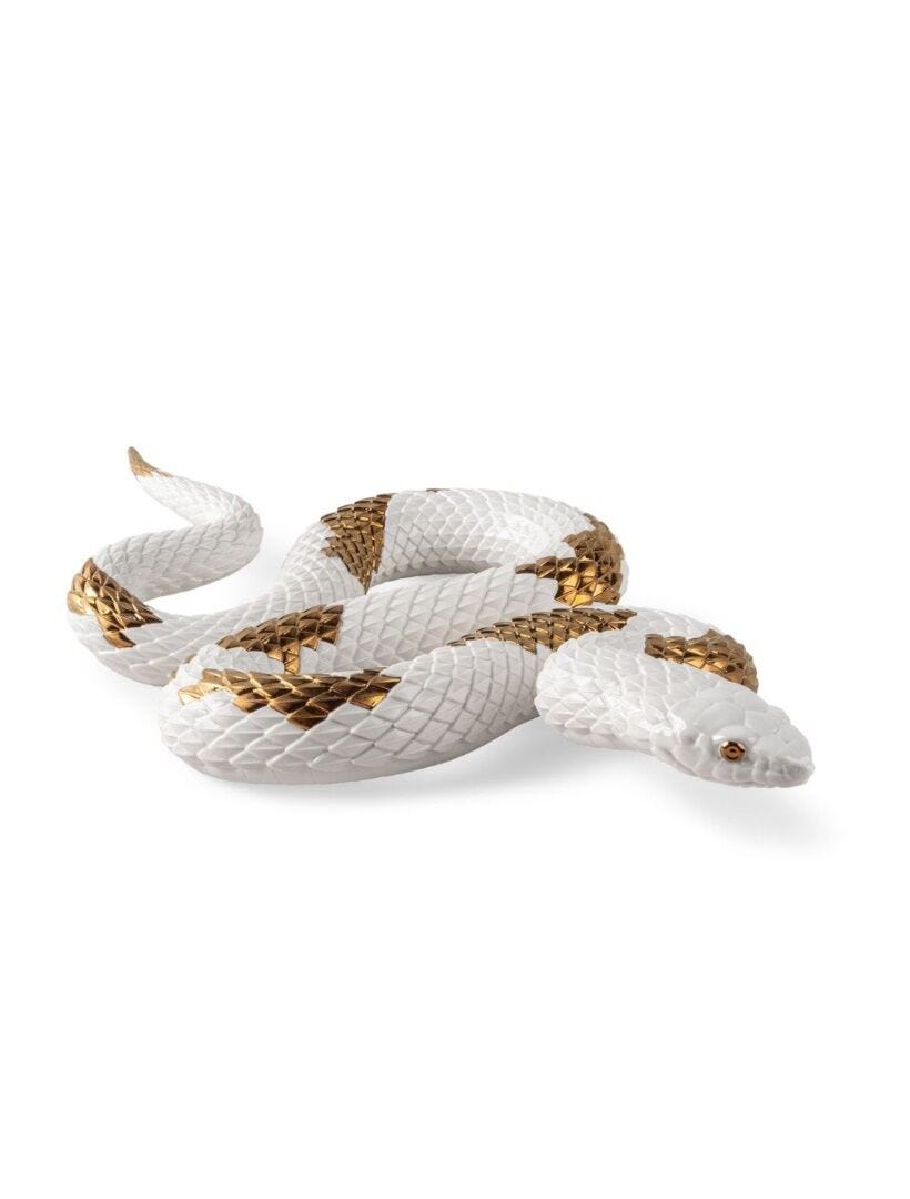 Snake Sculpture. White - copper - Lladro-USA