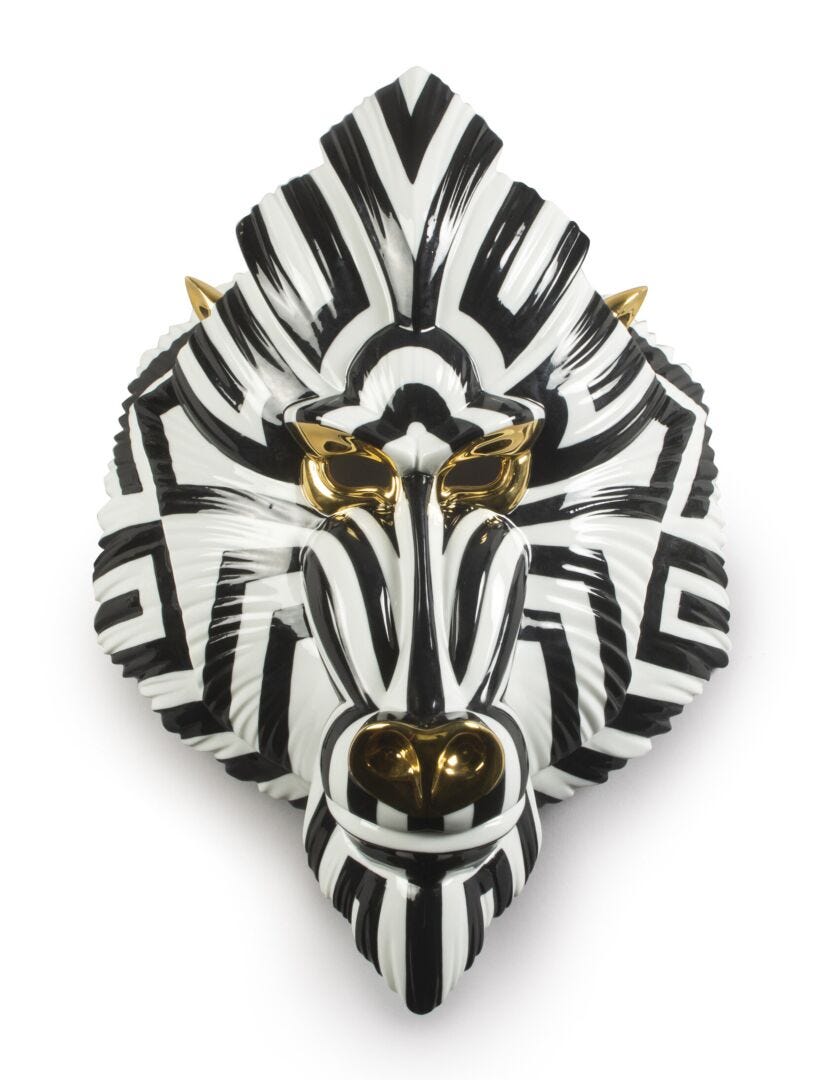 Mandrill Mask. Black and Gold - Lladro-USA